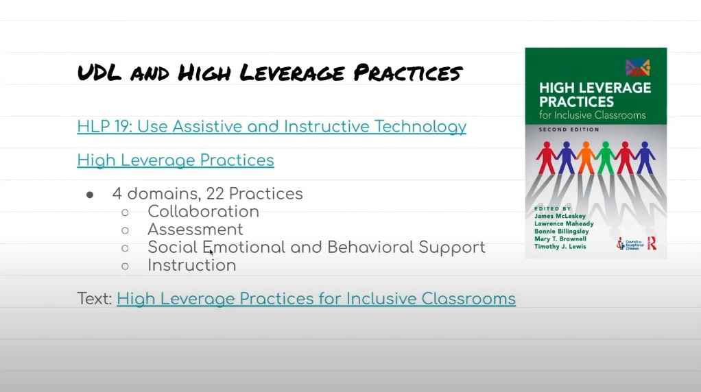 High Leverage Practices connection to Universal Design for Learning ...